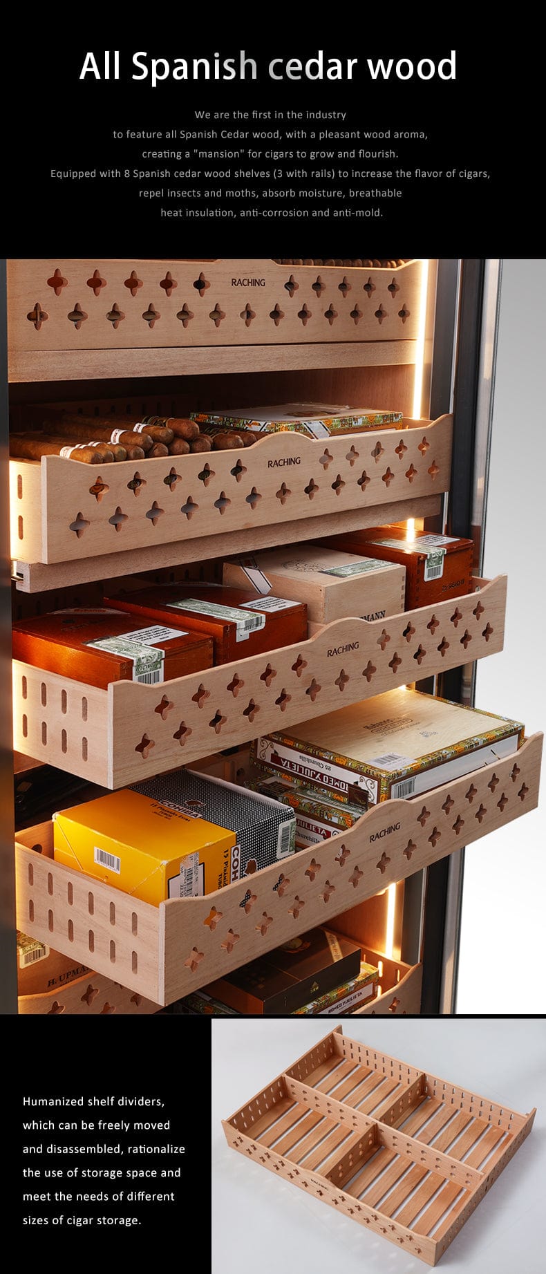 Raching CT48A Cigar Humidor Cabinet: Fully Automatic | 3000 Cigars ...