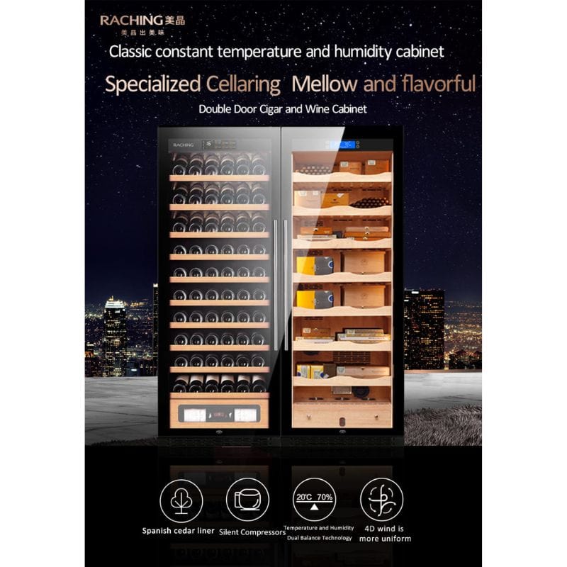 Raching CS600 Electronic Cigar Humidor Double Door Cabinet | 4000 Ciga ...